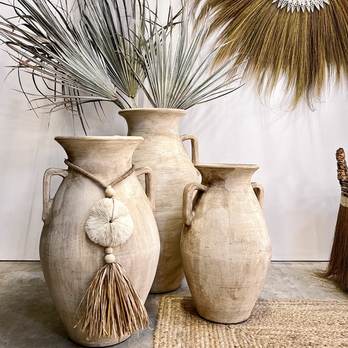 Jarre poterie en terracotta beige fait main | CONTAINERS DU MONDE